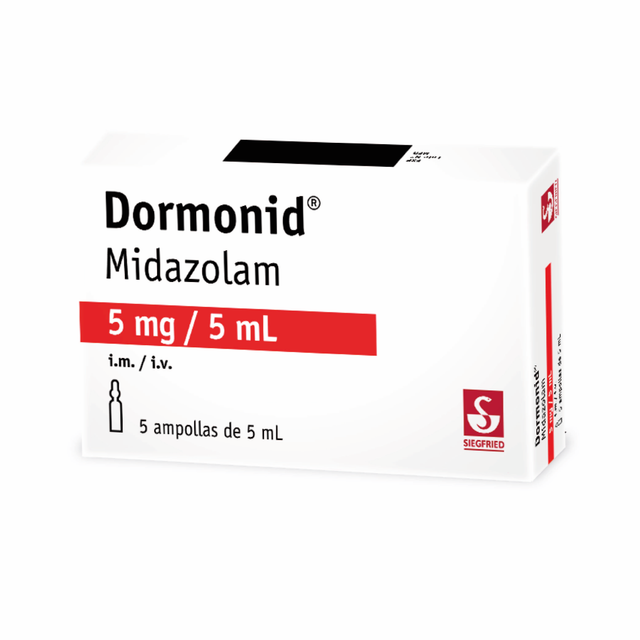 MIDAZOLAM: DORMONID 5MG/5ML 5 AMPOLLAS - OpenMed